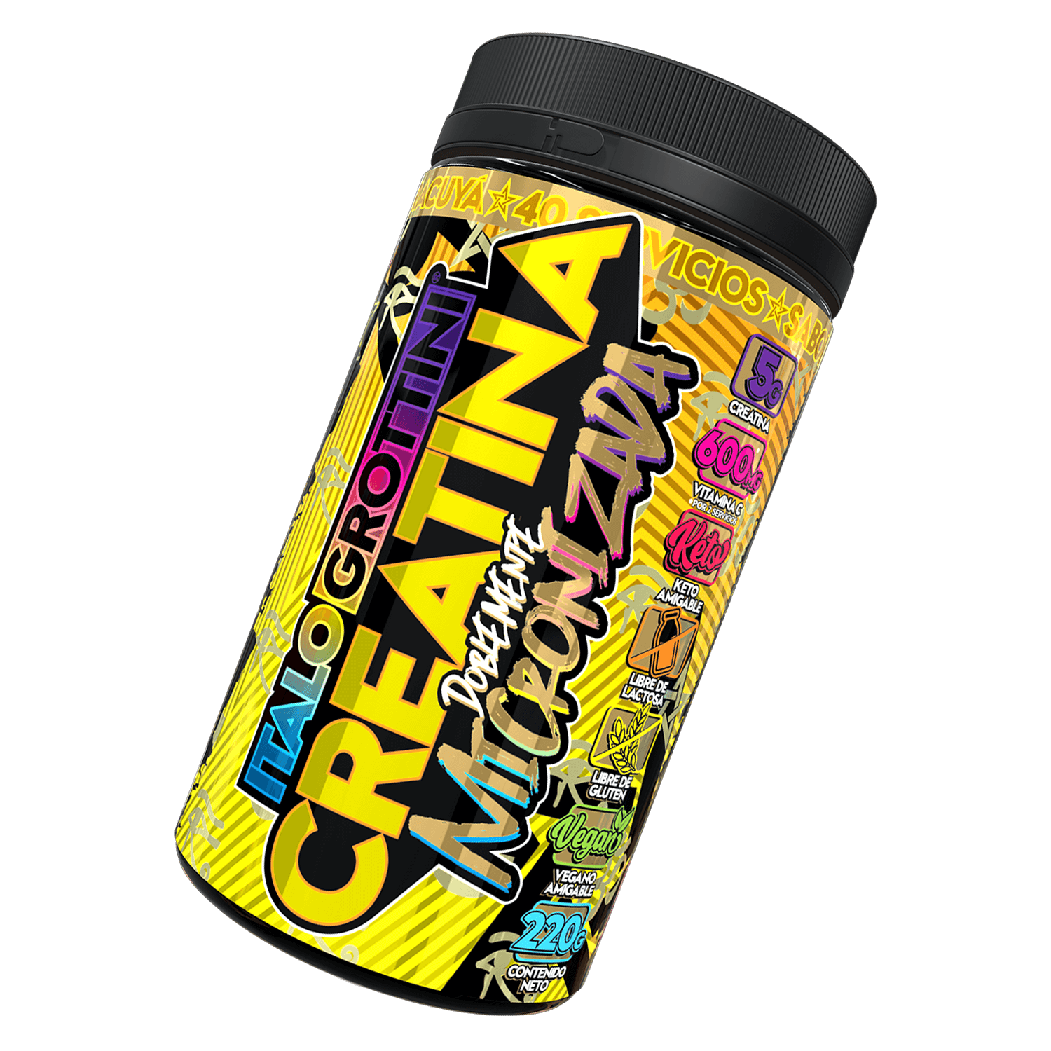 Creatina Doblemente Micronizada Mango Maracuyá 220g 40sv - Italo Grottini